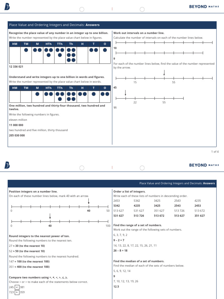 Place Value and Number Ordering Guide | PDF | Numbers | Mathematical ...