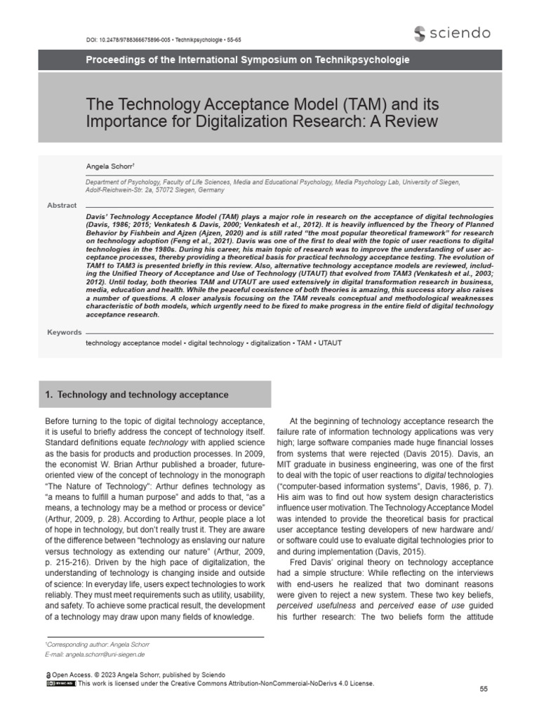 TAM and Digitalization Research Review | PDF | Psychological Concepts ...