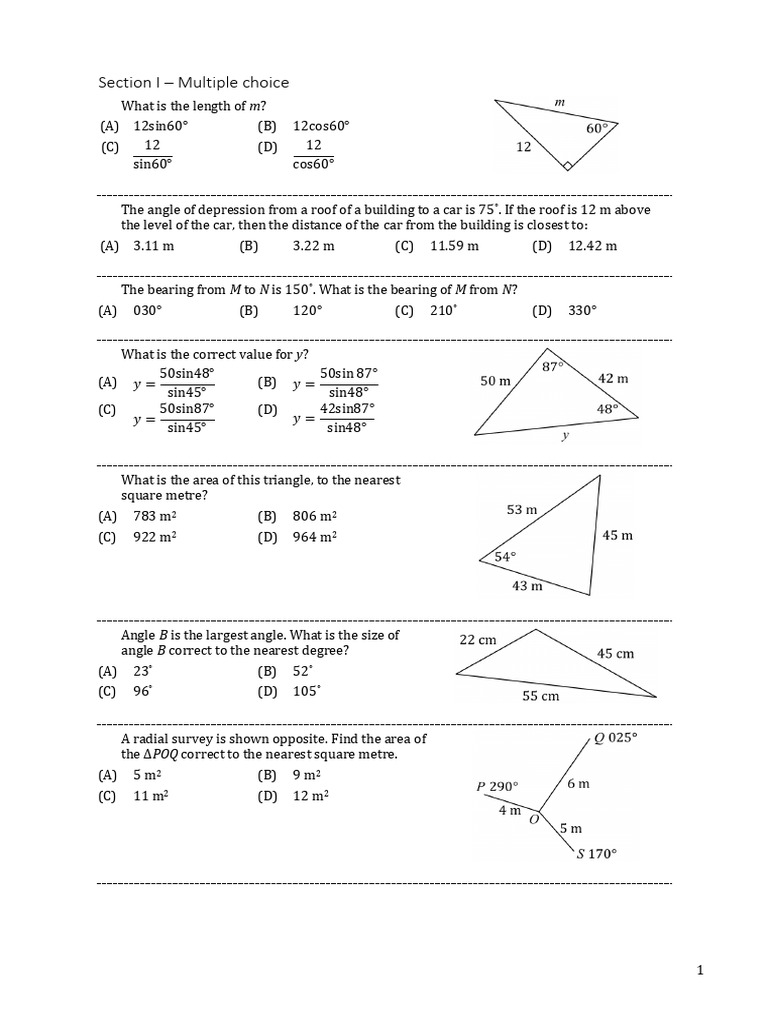 Non-right-angled Trigonometry Test A | PDF | Trigonometry | Area