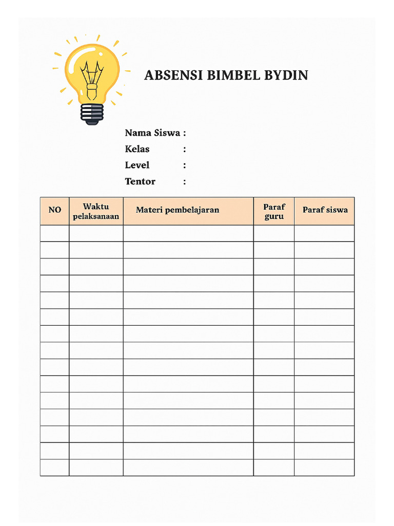 Absensi Bimbel BYDIN | PDF