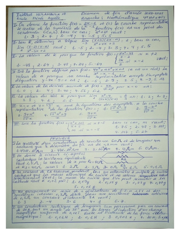 Math Physiques 1 | PDF