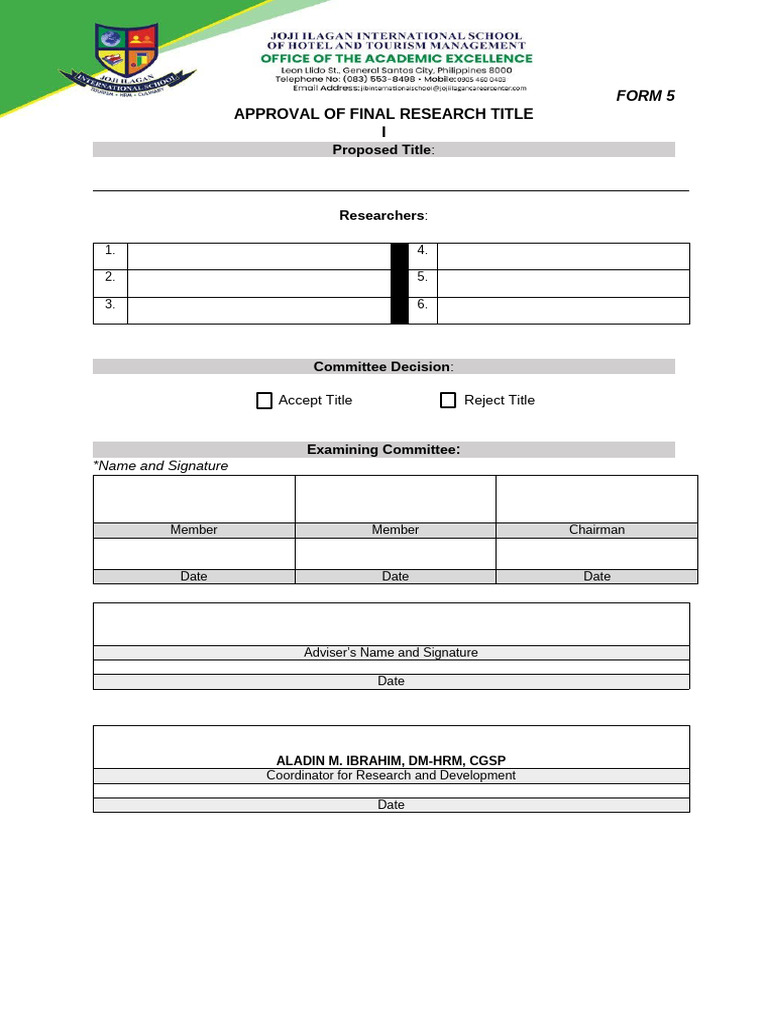 Form 5 Approval of Title | PDF