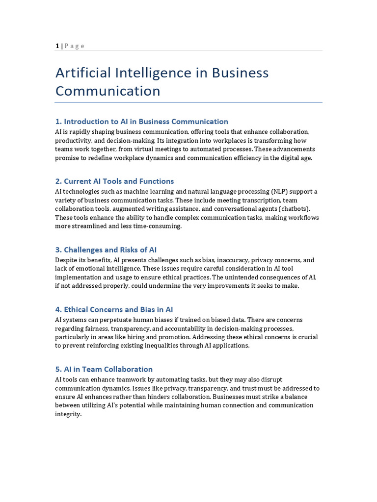 AI's Impact on Business Communication | PDF | Artificial Intelligence ...