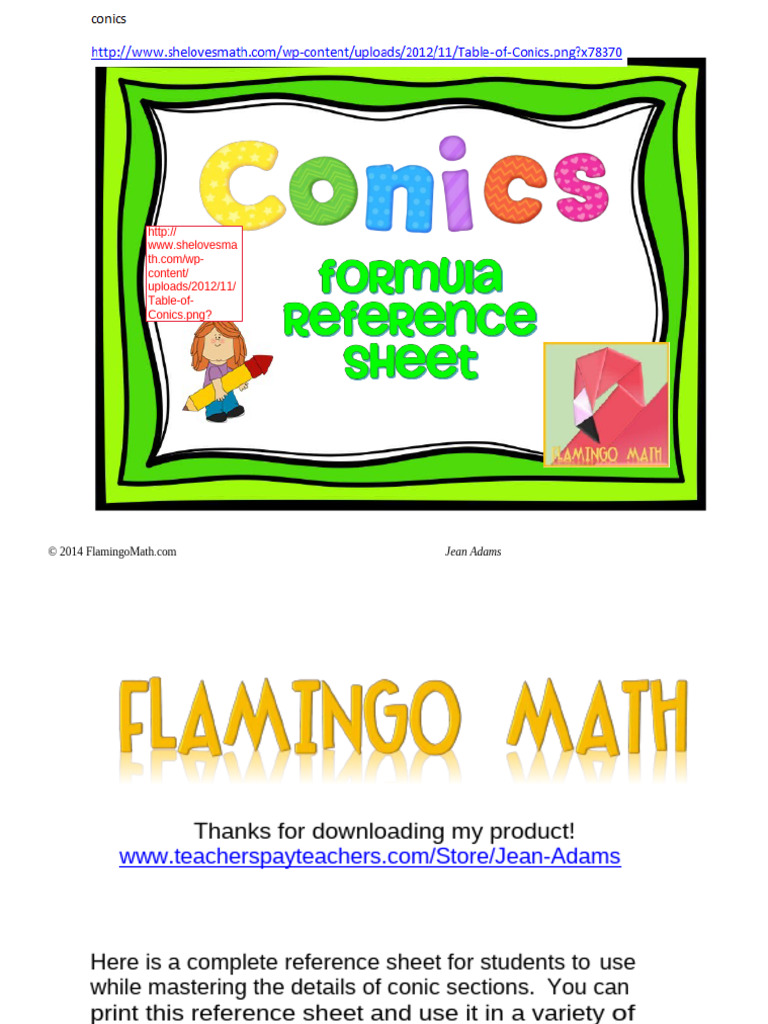 Conic Sections Reference Sheet Free | PDF | Elementary Geometry ...