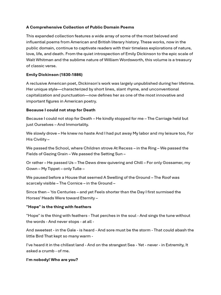 A Comprehensive Collection of Public Domain Poems | PDF | The Raven ...