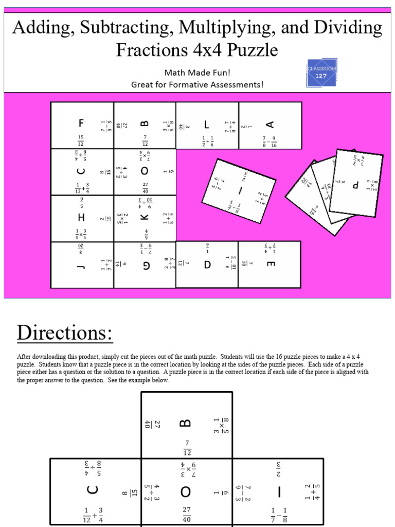 Fun Fraction Puzzle for Math Skills | PDF