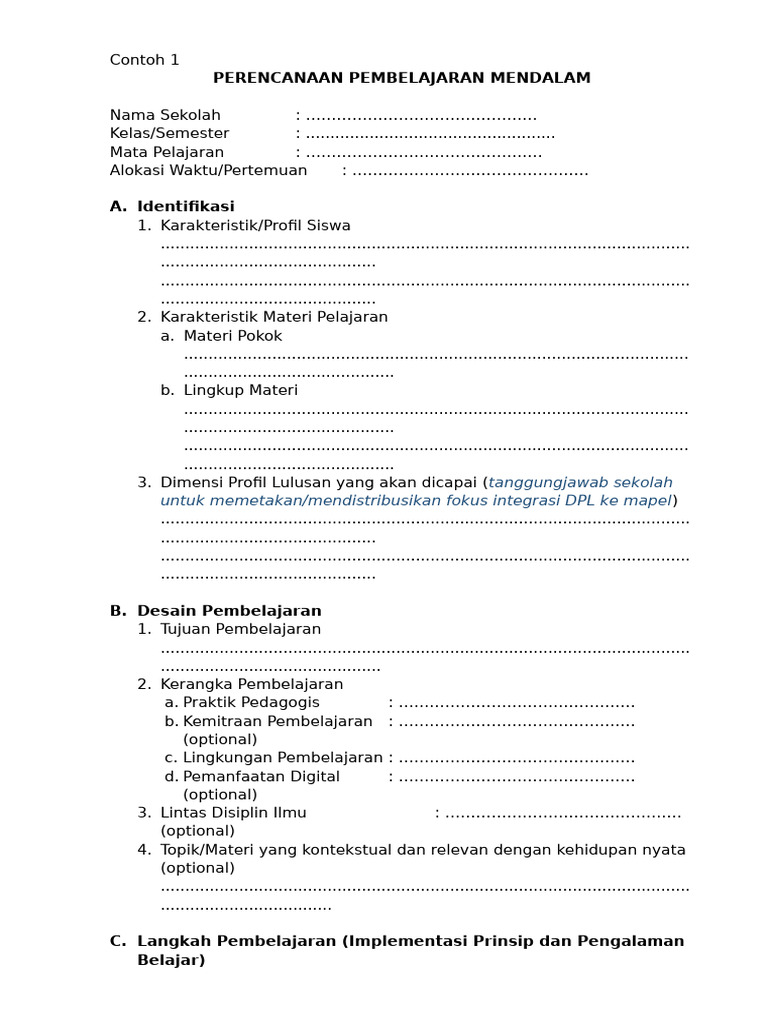 Contoh Format PPM - RPP | PDF