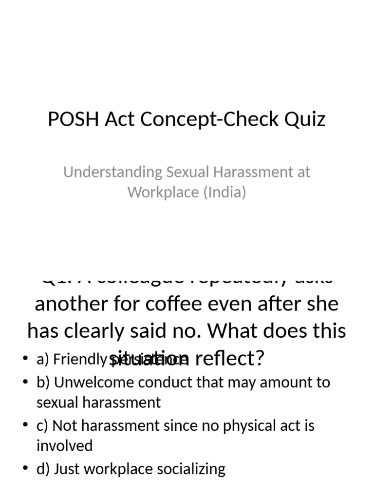 POSH Act Quiz: Understanding Harassment | PDF | Sexual Harassment ...