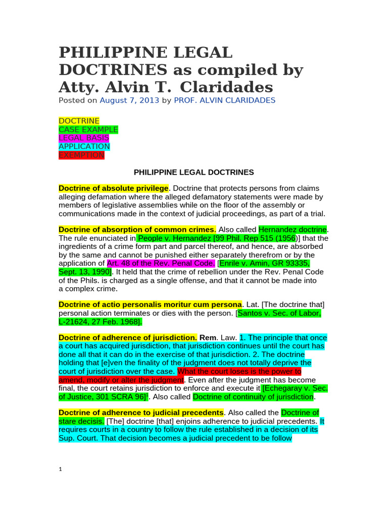 Doctrine On Different Jurisdiction | PDF | Overbreadth Doctrine ...