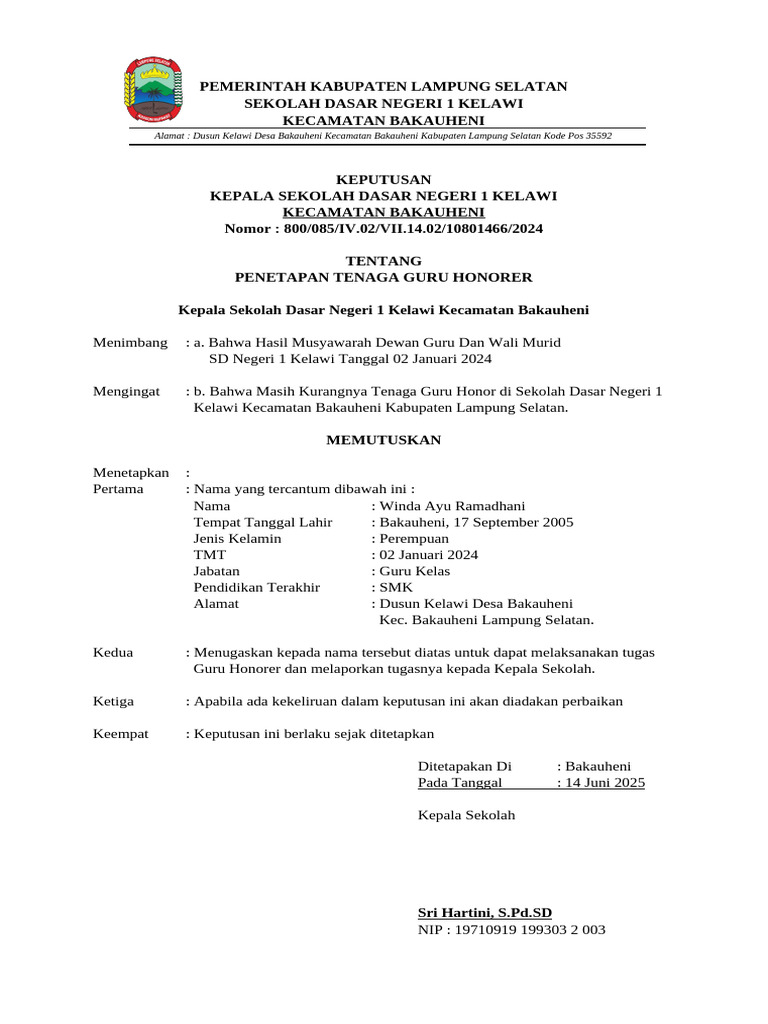 SURAT Winda Ayu Ramadhani | PDF