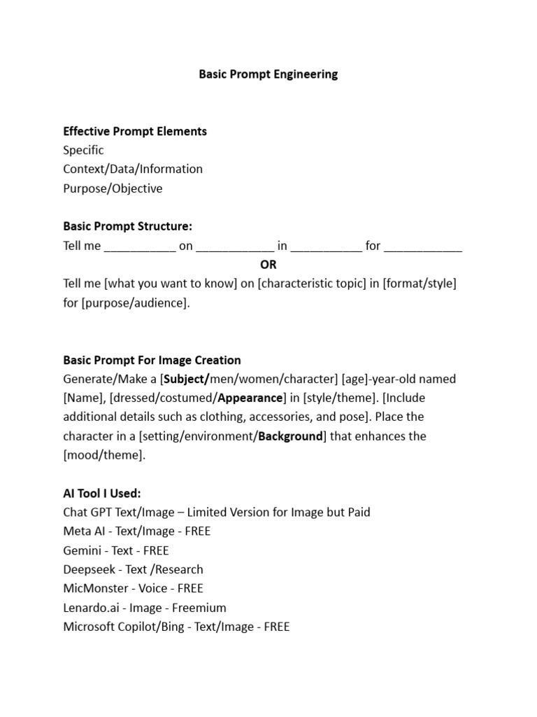 Basic Prompt Engineering Guide | PDF