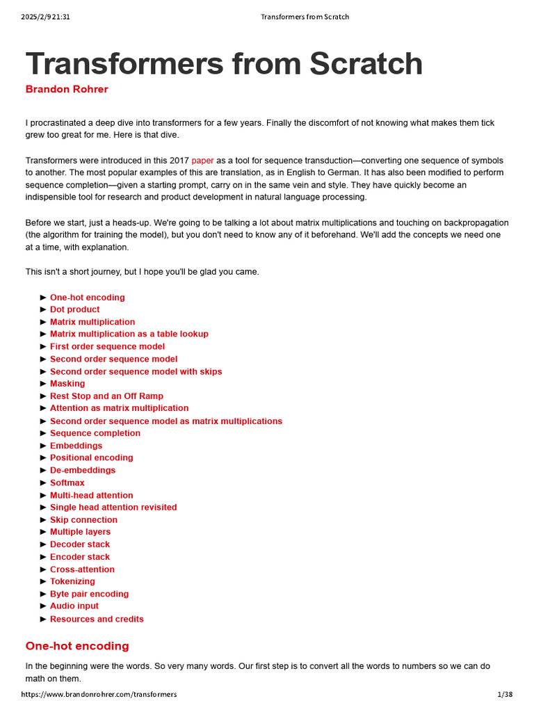 Transformers From Scratch | PDF | Matrix (Mathematics) | Markov Chain