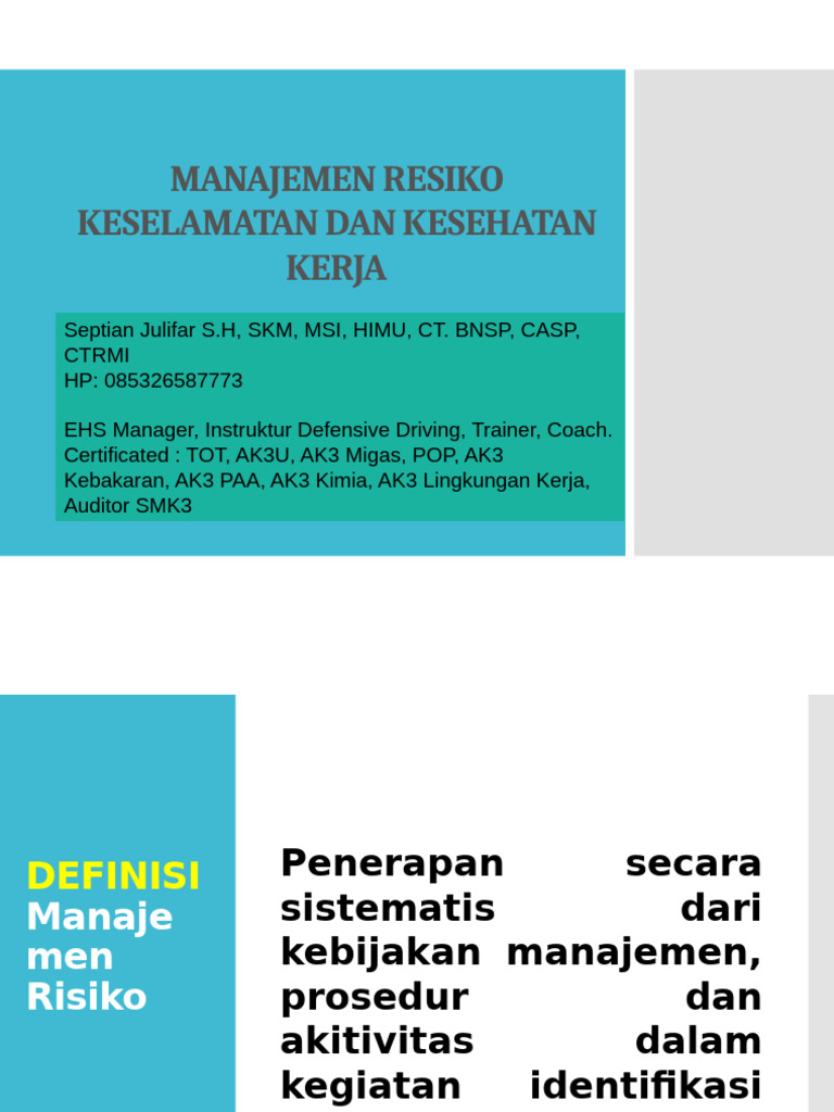 Manajemen Resiko Keselamatan Dan Kesehatan Kerja | PDF
