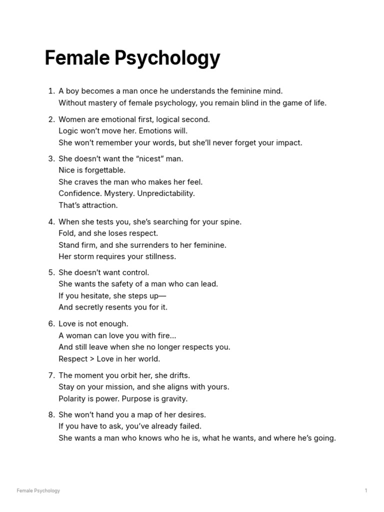 Mastering Female Psychology Insights | PDF