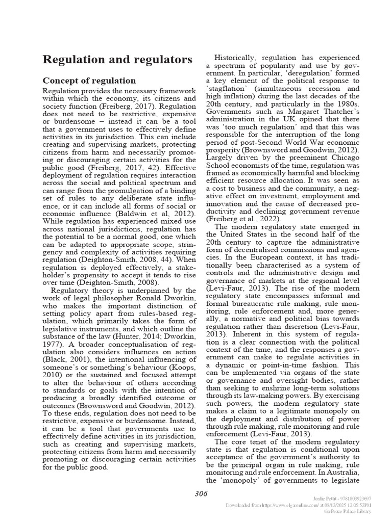 Chap 80 - Regulation and Regulators | PDF | Policy | Risk