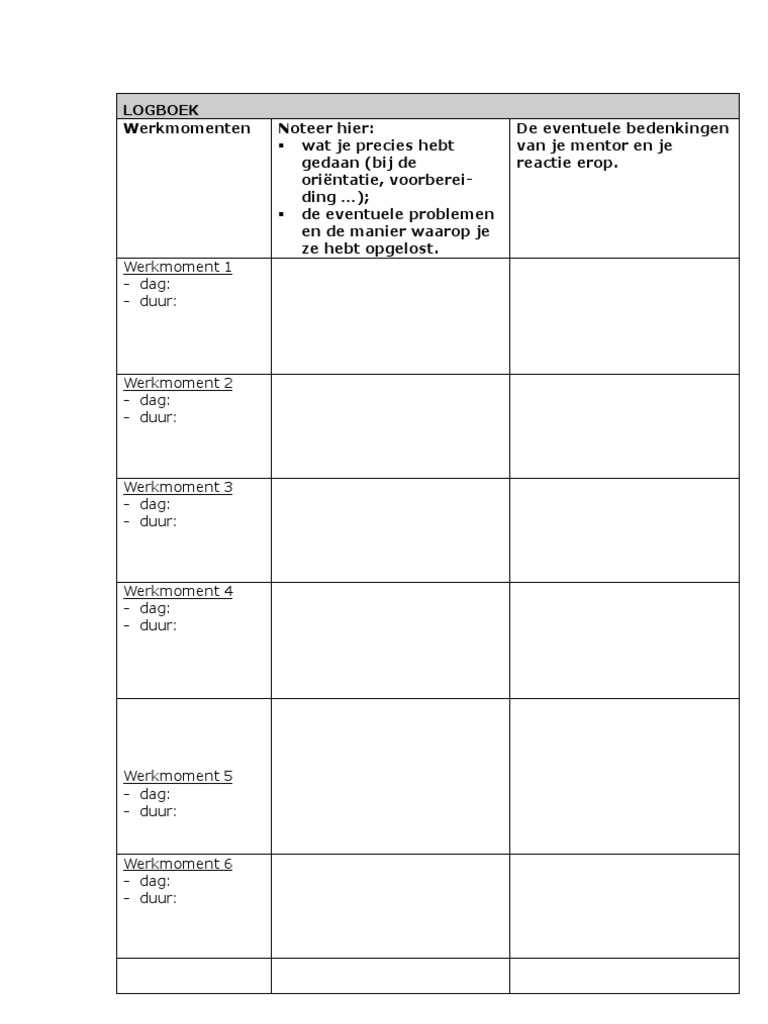 OC Voorbeeld LOGBOEK | PDF