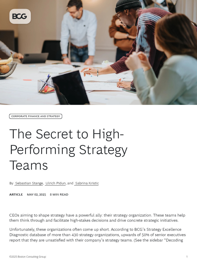 The Secret To High Performing Strategy Teams | PDF | Governance | Chief ...