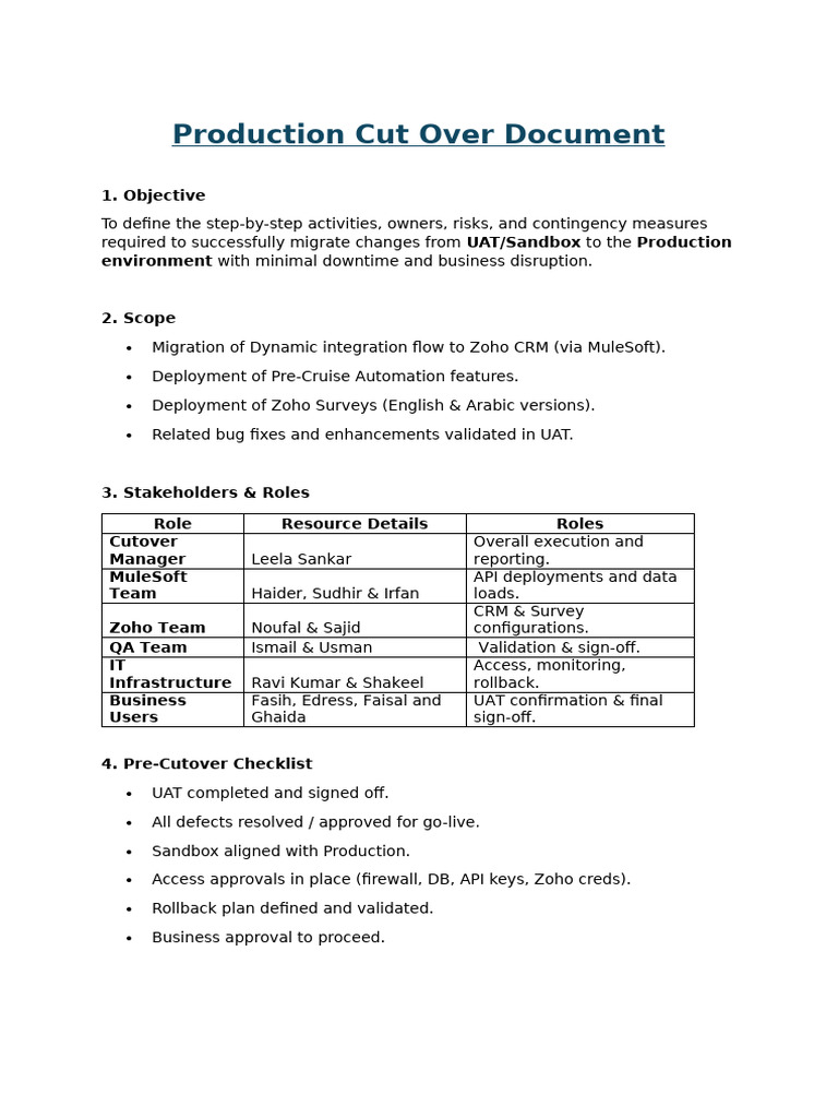 I/O Cut-Over Planning Guide | PDF | Information Technology | Software