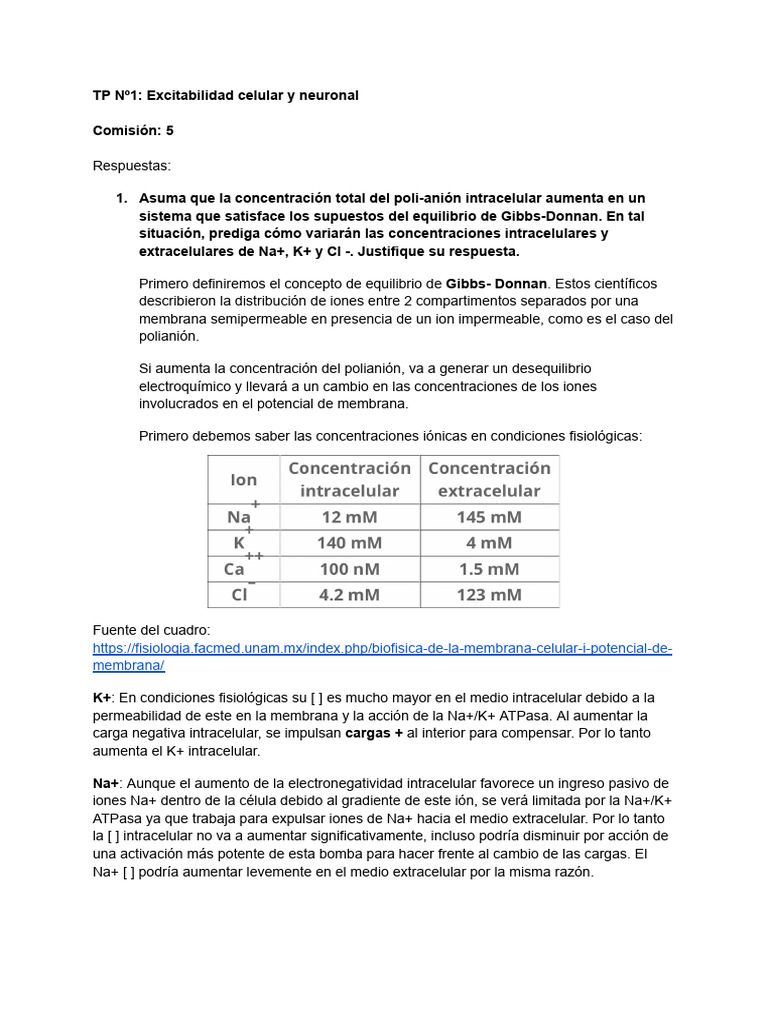 TP Nº1 Excitabilidad Celular y Neuronal | PDF | Potencial de acción ...