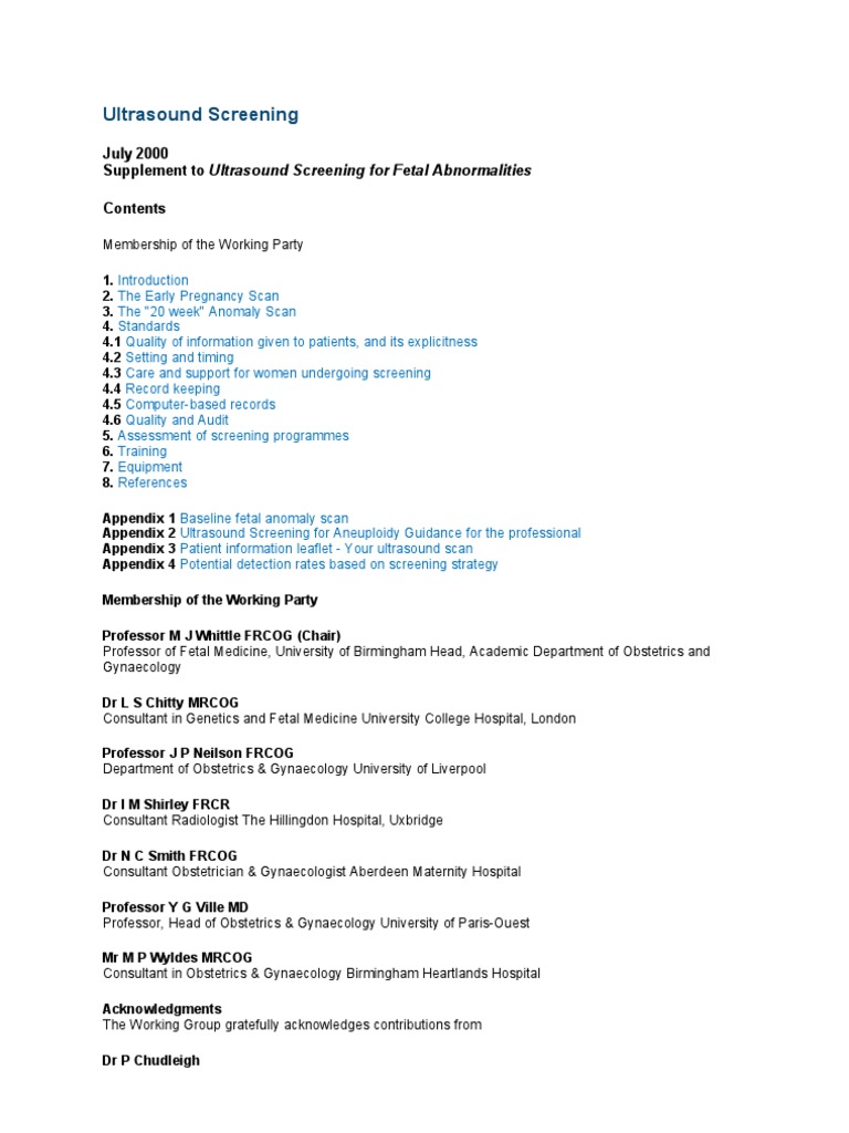 RCOG Screening Guidelines | Medical Ultrasound | Pregnancy