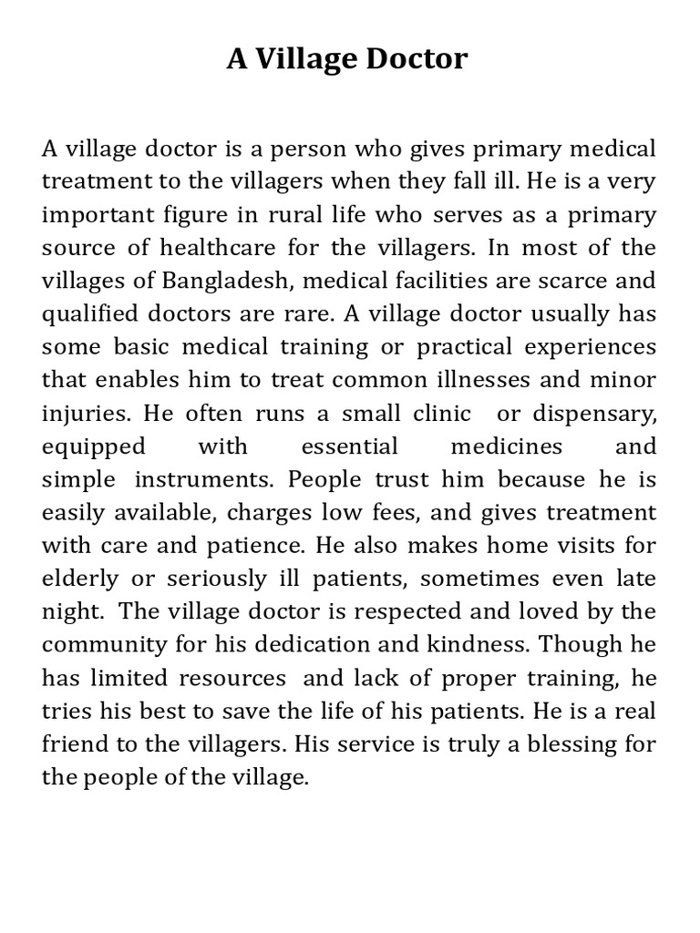 A Village Doctor | PDF