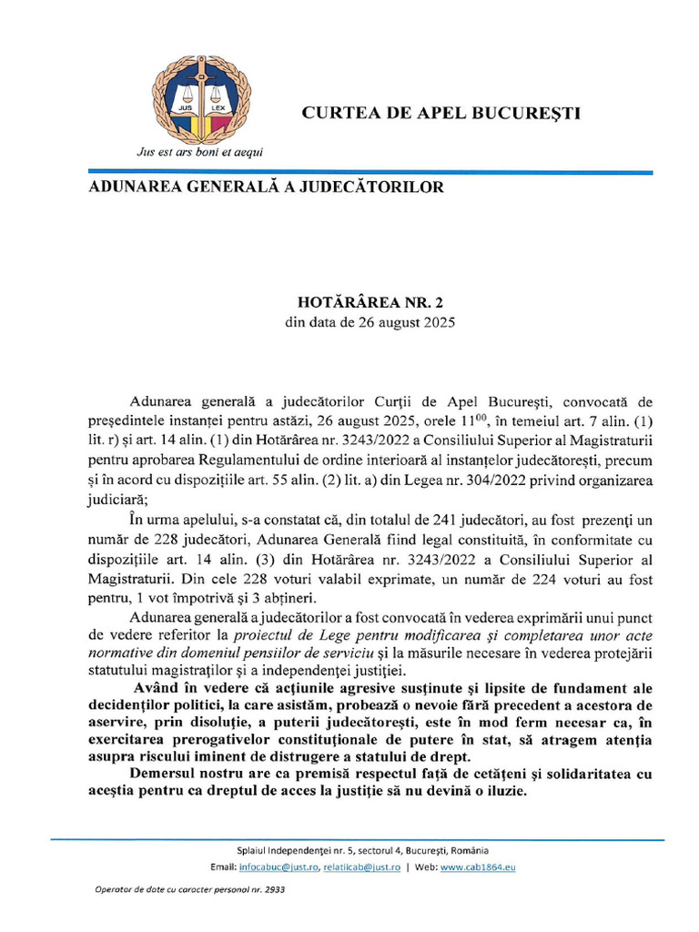 Hot Adunare Generala 26 08 2025 | PDF