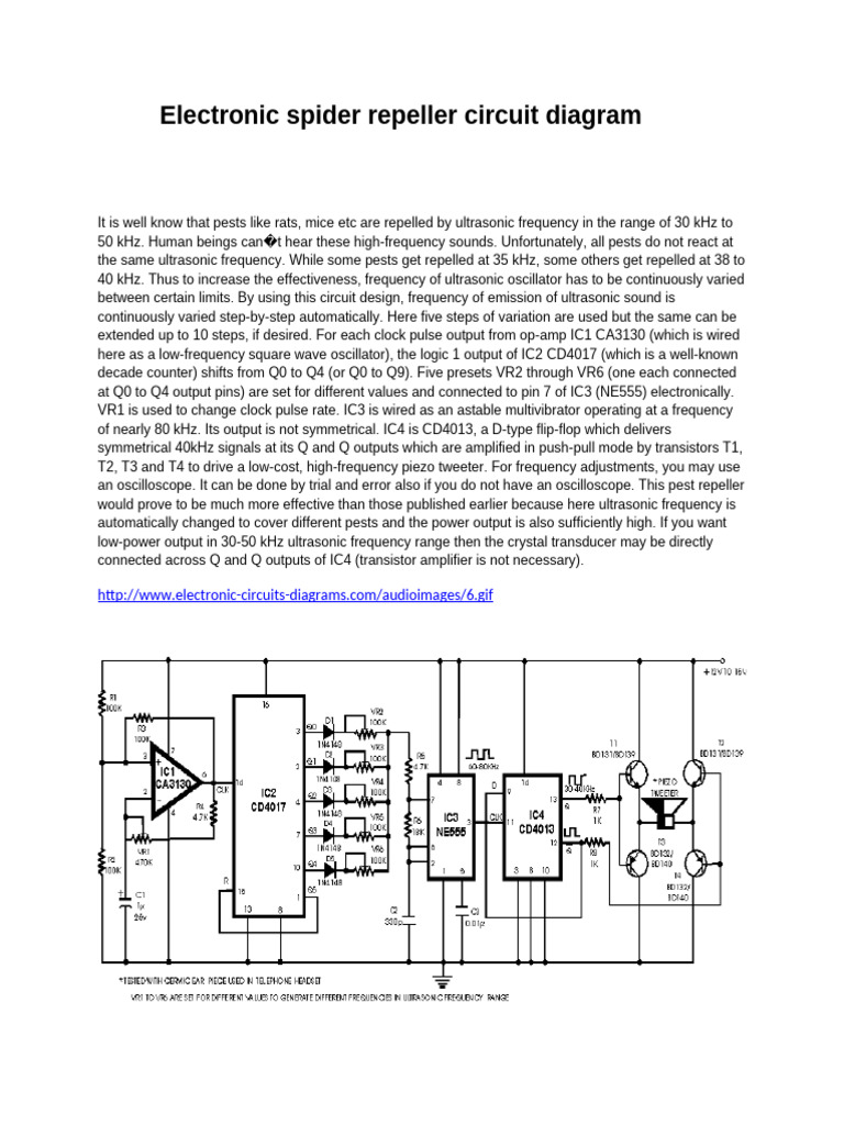 Electronic Spider Repeller Circuit Diagram | PDF