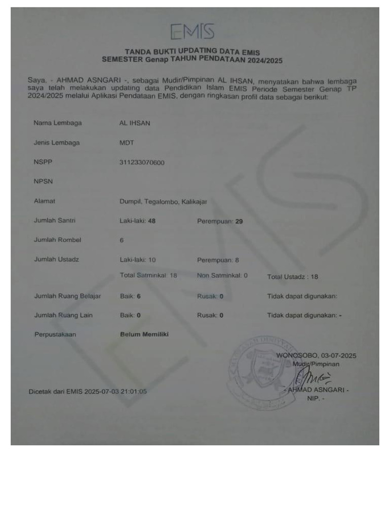 Bap Genap 2024-2025 MDT Al Ihsan | PDF