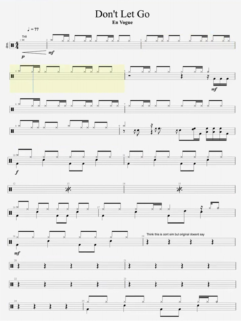 Don't Let Go - Rockschool Grade 5 Drums | PDF