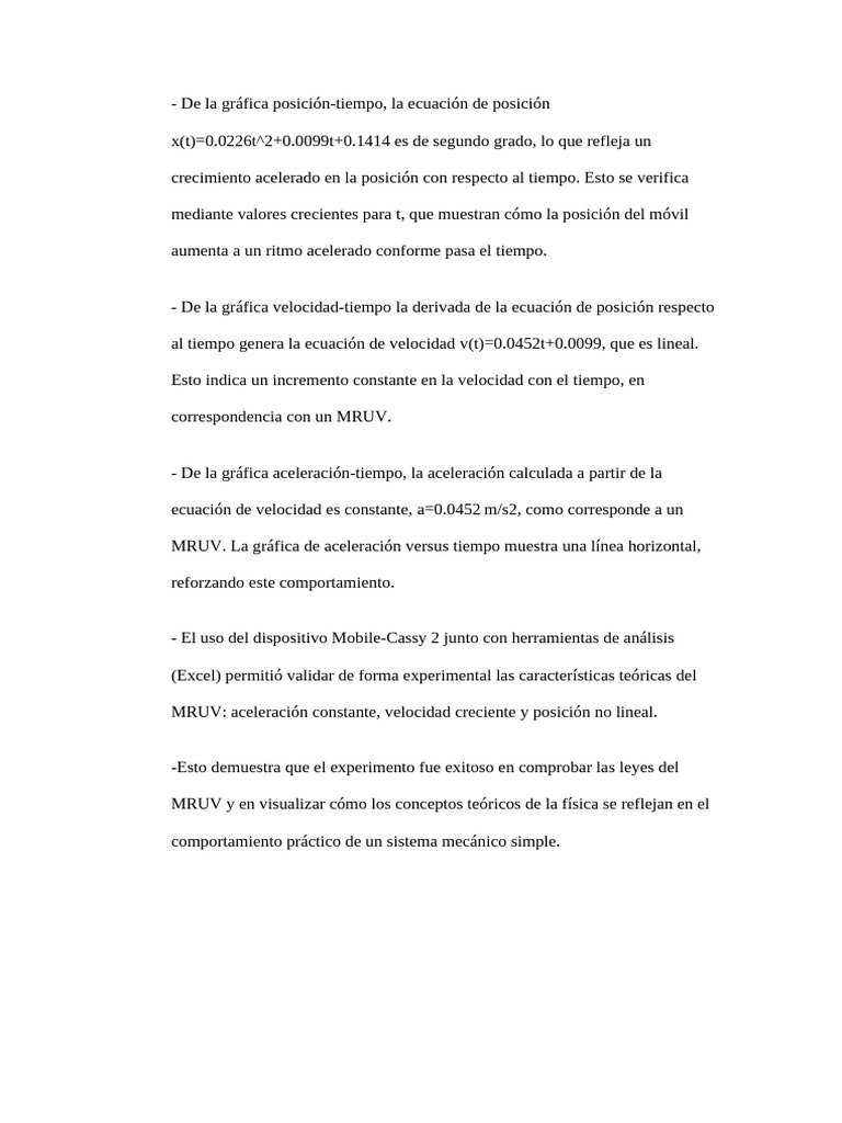 Análisis de MRUV: Posición, Velocidad y Aceleración | PDF