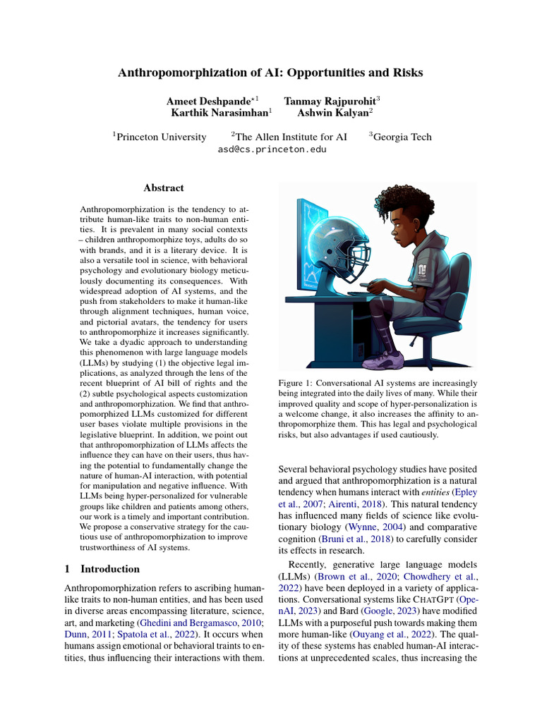 AI Anthropomorphization: Risks & Benefits | PDF | Artificial ...