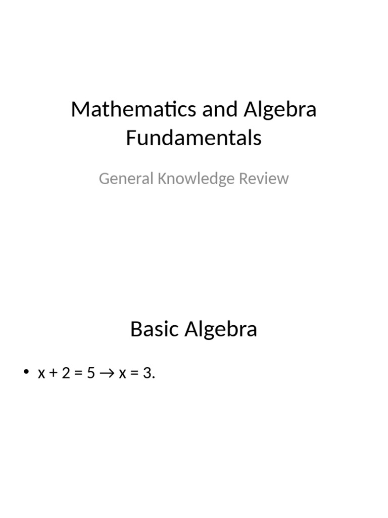Mathematics and Algebra Fundamentals | PDF