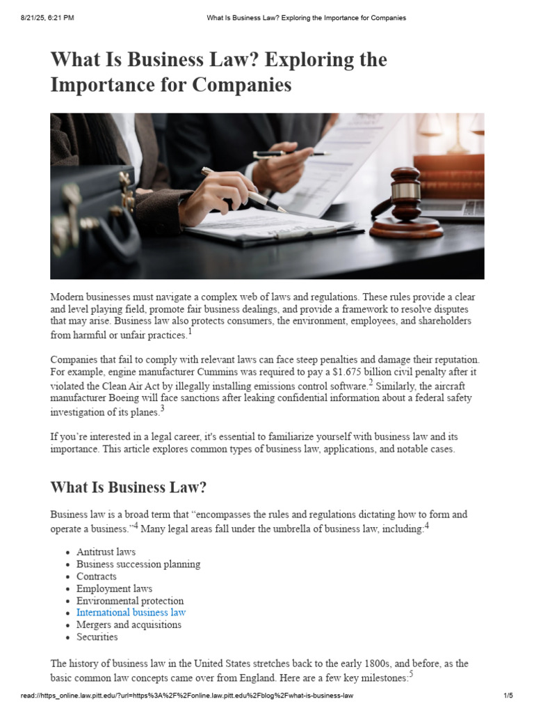 What Is Business Law - Exploring The Importance For Companies | PDF ...