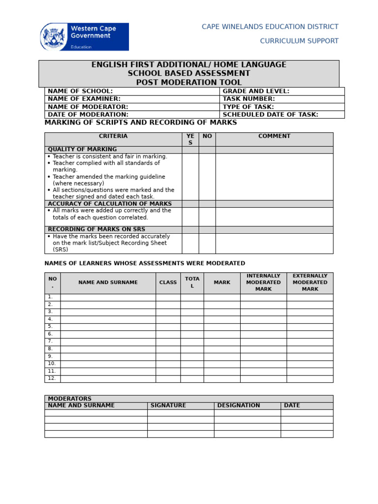 Post Moderation Tool for Assessments | PDF