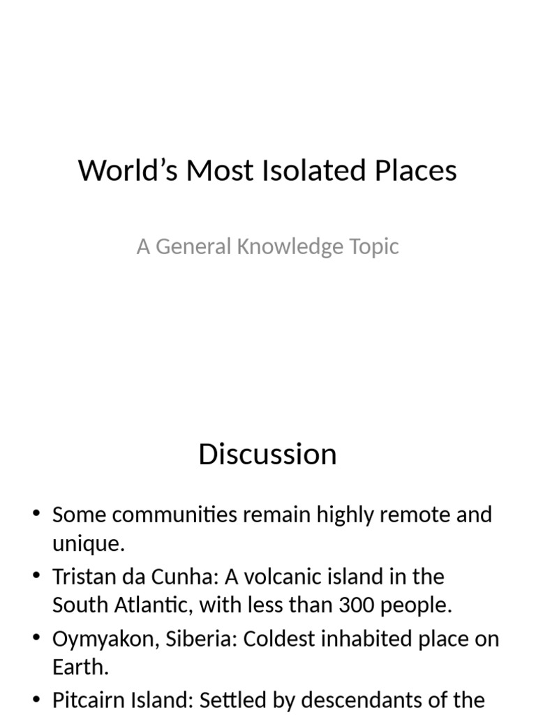 Worlds Most Isolated Places | PDF