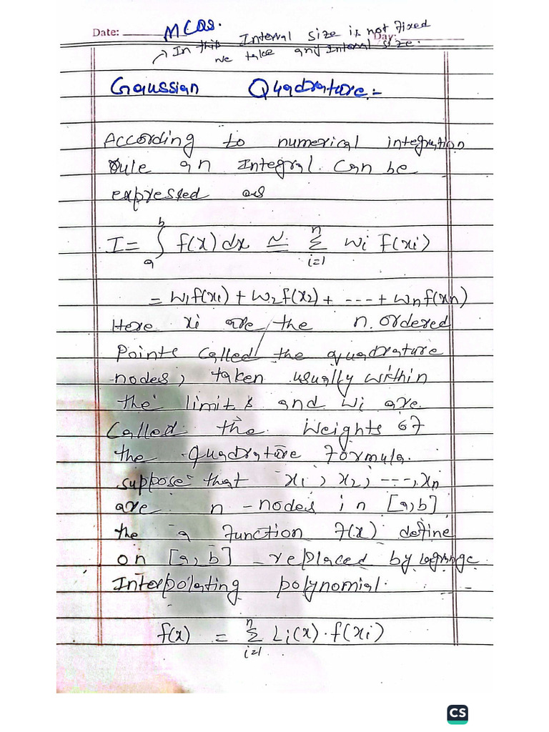 Gaussian Quadrature Formula | PDF