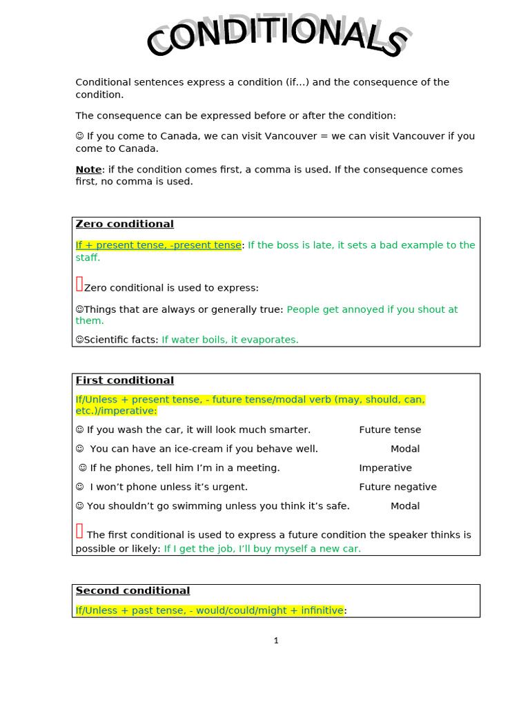 Class 7 D Conditional Sentences + Worksheet 2 | PDF | Semantics | Language Mechanics