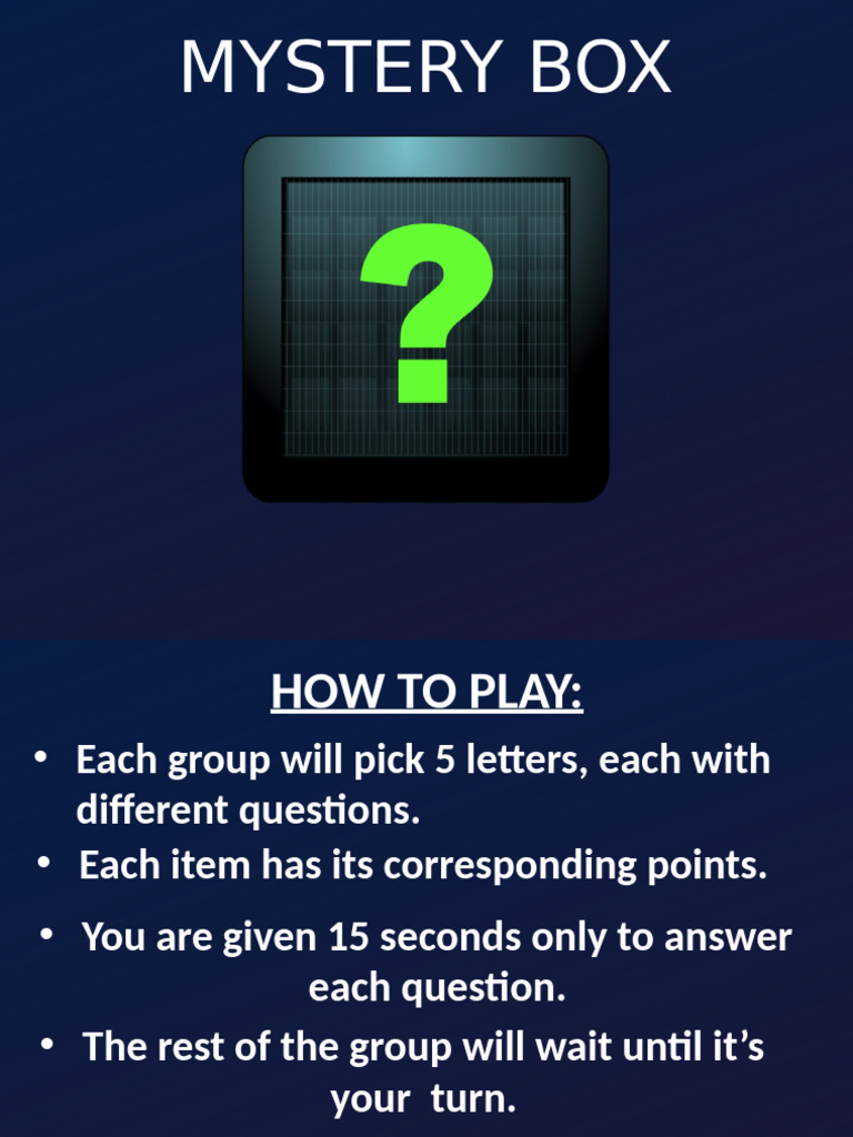 Mystery Box Game: Self-Perception Quiz | PDF | Psychology | Behavioural ...