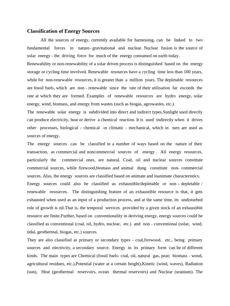 Classification of Energy Sources | PDF | Energy Development | Fuels