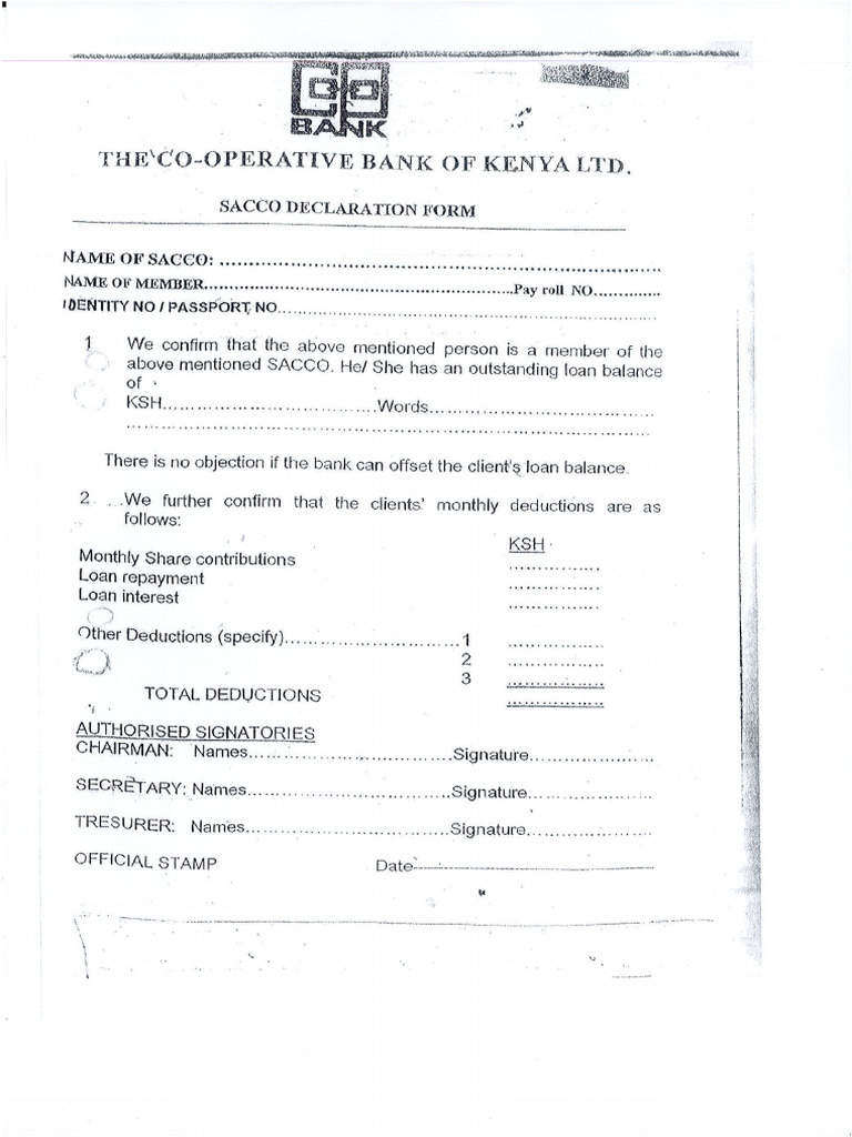 Sacco Declaration Form (1) | PDF