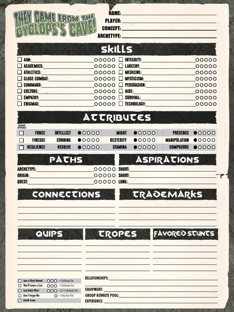 Cyclops Character Sheet (Interactive) | PDF