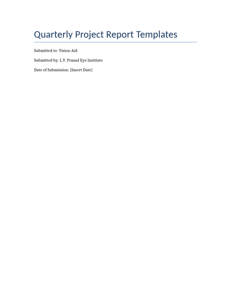 Quarterly Project Report Templates | PDF