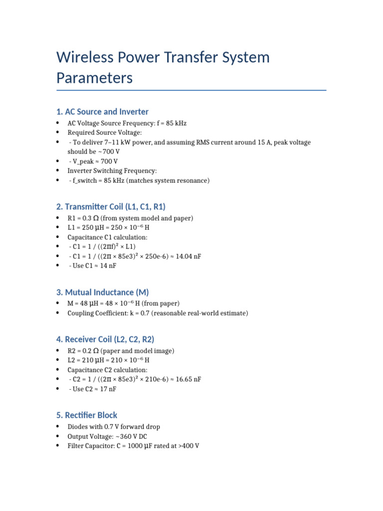 Wireless Power Transfer System Analysis | PDF