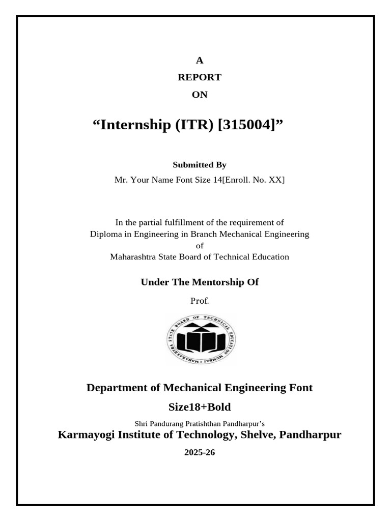 ITR Report Cover Page-1 | PDF