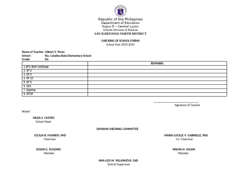 School Forms Checking 2023-2024 Guide | PDF