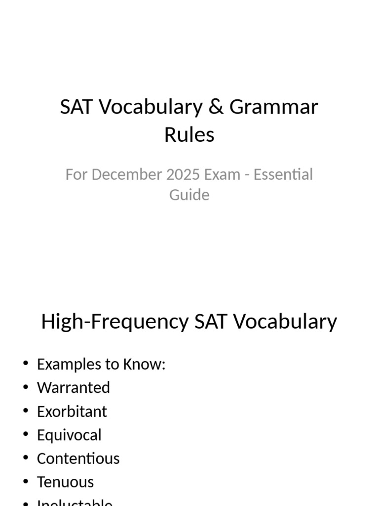 SAT Vocab and Grammar Dec2025 Explained | PDF | Grammatical Number | Verb