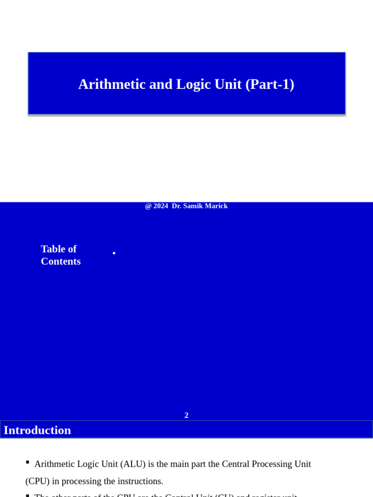 Lecture 03 - Arithmetic and Logic Unit (Part-1) | PDF | Central ...