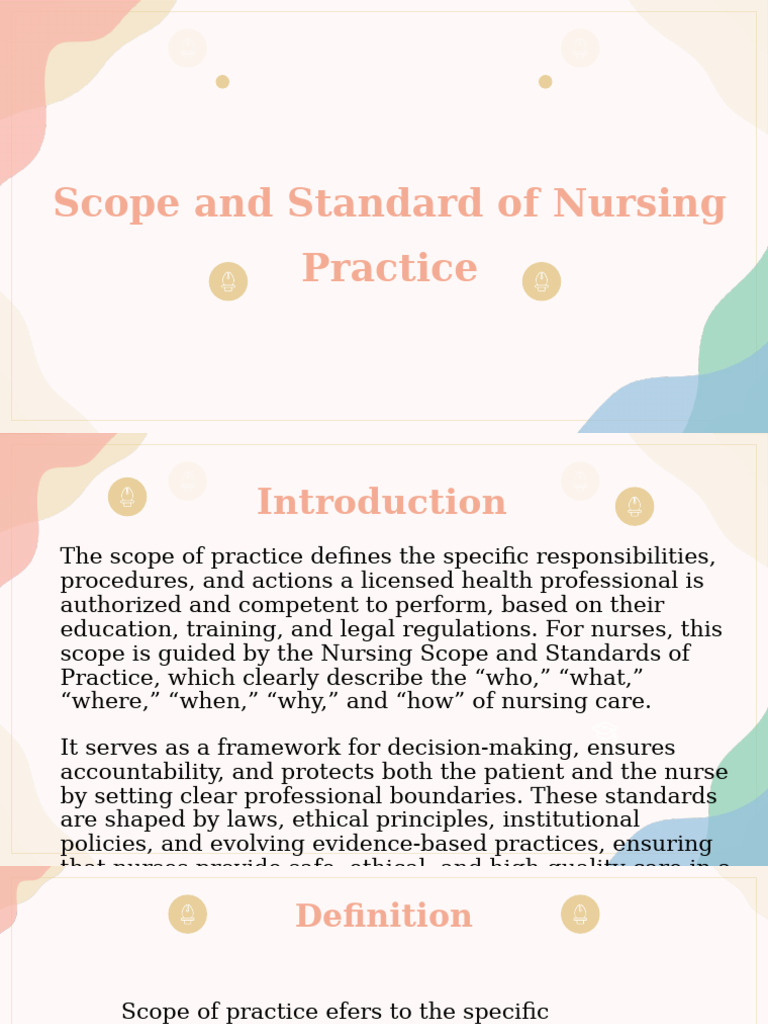 Nursing Scope and Standards Overview | PDF | Nursing | Caregiver