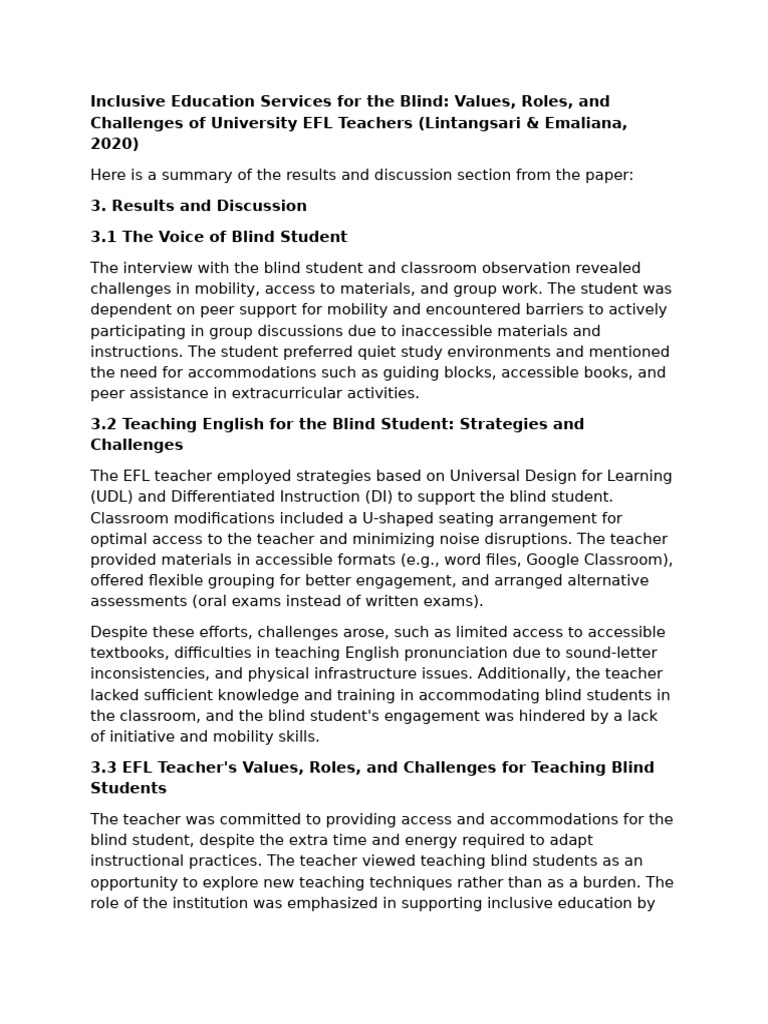 Inclusive Education for Blind Students | PDF | Hearing Loss | Inclusion ...
