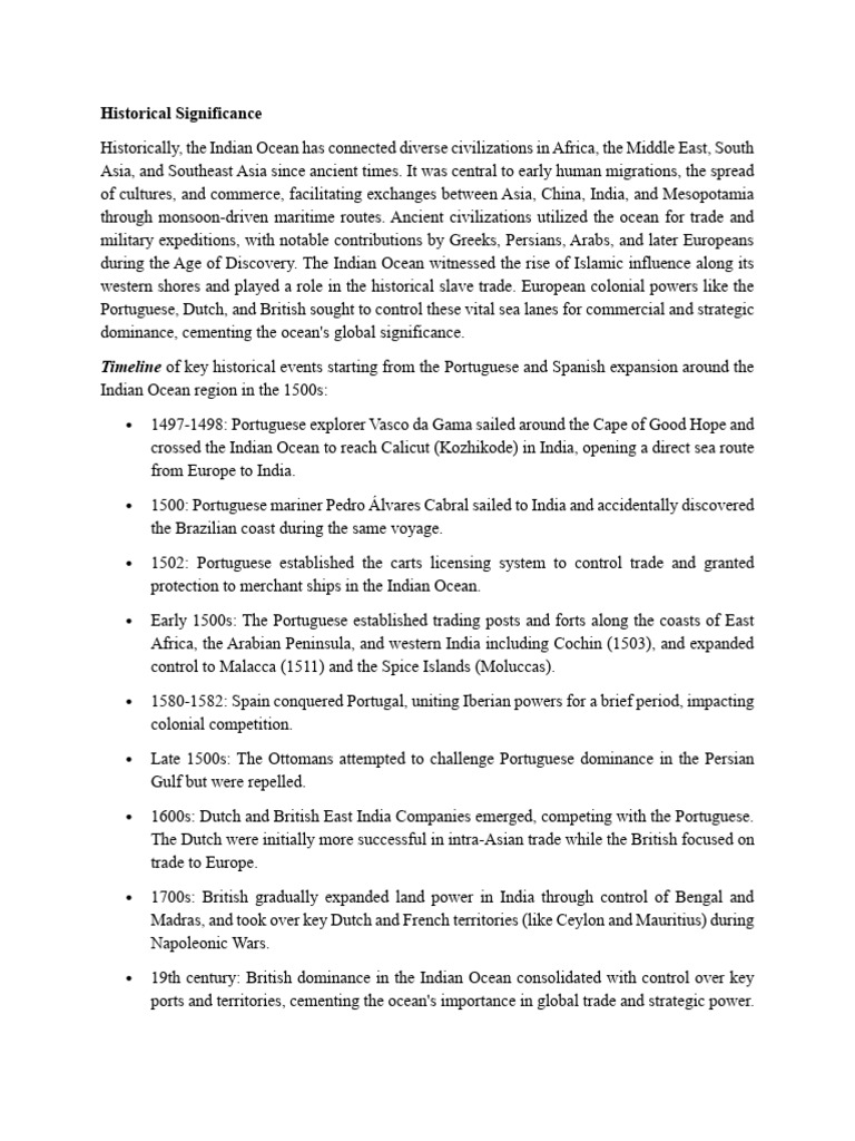 W1 L2 History of Indian Ocean Region-Timeline | PDF | Indian Ocean